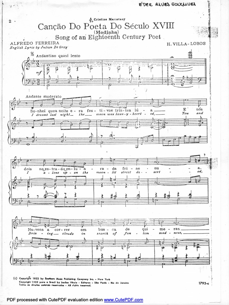 Villa Lobos Canção Do Poeta Do Século Xviii Pdf