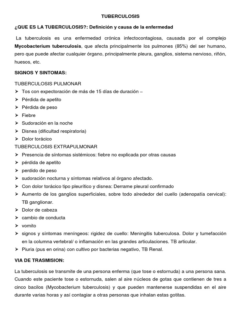 Tuberculosis 1 | PDF | Tuberculosis | Medicina CLINICA
