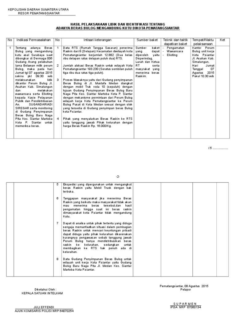 Data Beras Raskin | PDF
