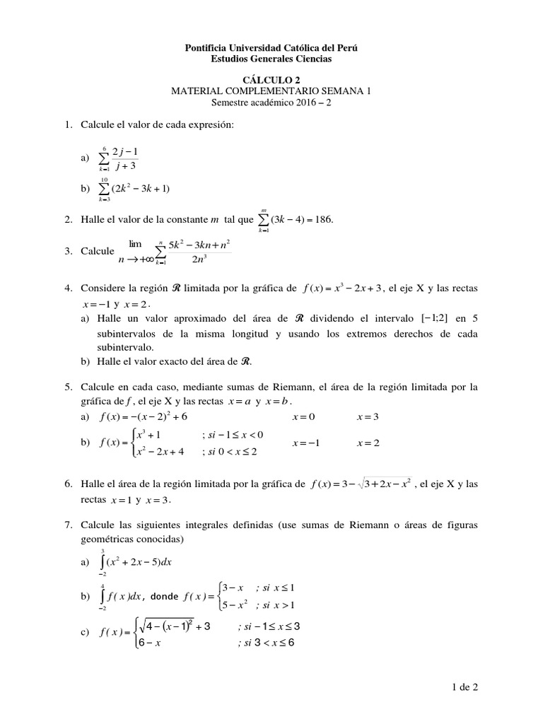 Material Complementario Semana 1 | PDF | Integral | Análisis matemático