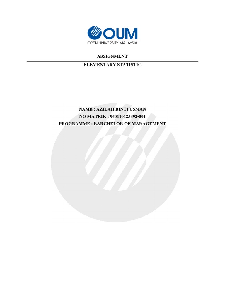 Assignment Elementary Statistic | PDF | Skewness | Teaching Mathematics