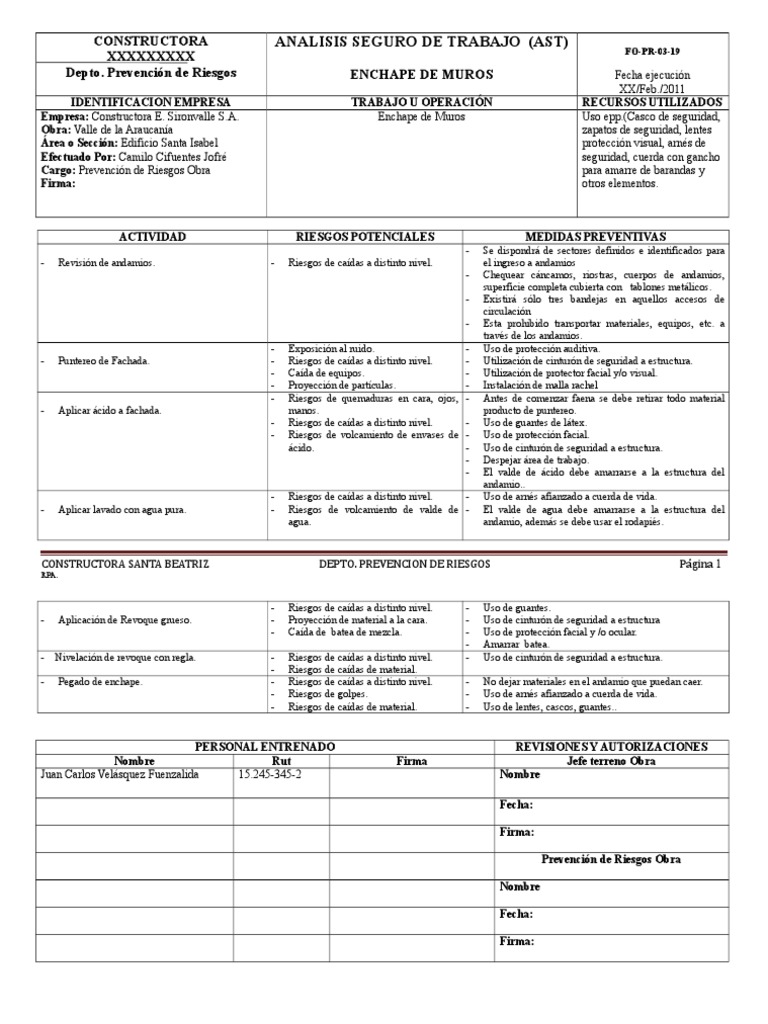 AST 19 Enchape de Muro | PDF | Andamio