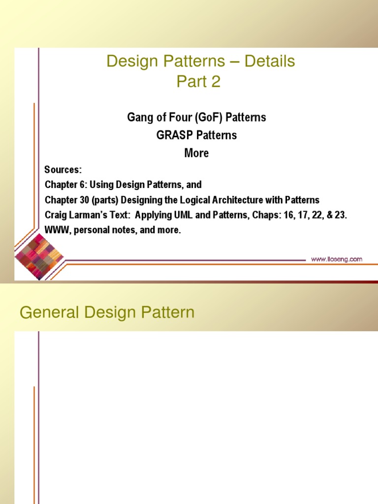 Design Patterns - Details: Gang of Four (Gof) Patterns Grasp Patterns ...