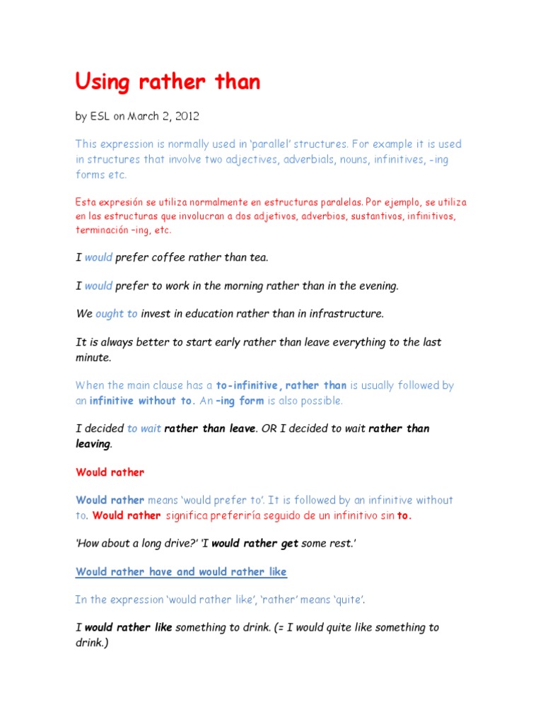 Uso de Rather | Download Free PDF | Verb | Adverb