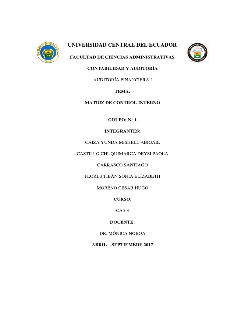Matriz de Control Interno 2 | PDF | Matriz (Matemáticas) | Cuestionario