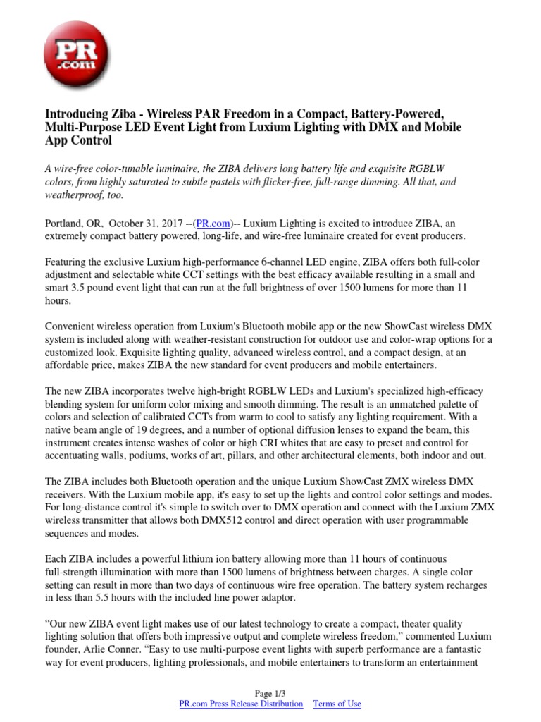 Introducing Ziba - Wireless PAR Freedom in A Compact, Battery-Powered ...