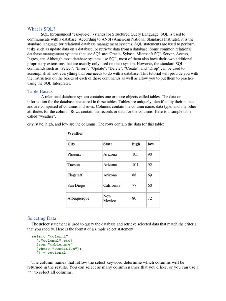 What Is SQL | PDF | Sql | Databases