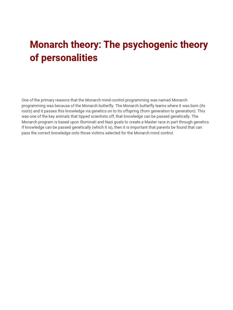 Monarch Theory: The Psychogenic Theory of Personalities | PDF ...