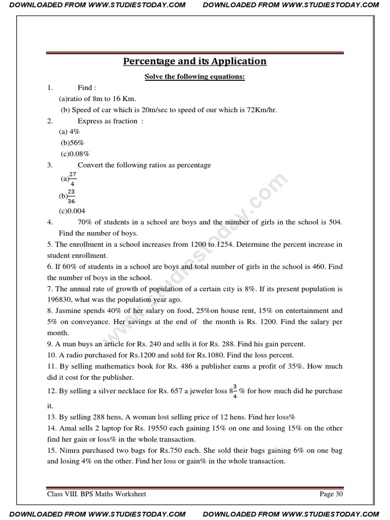 Percentage and Its Application | PDF | Percentage | Economics
