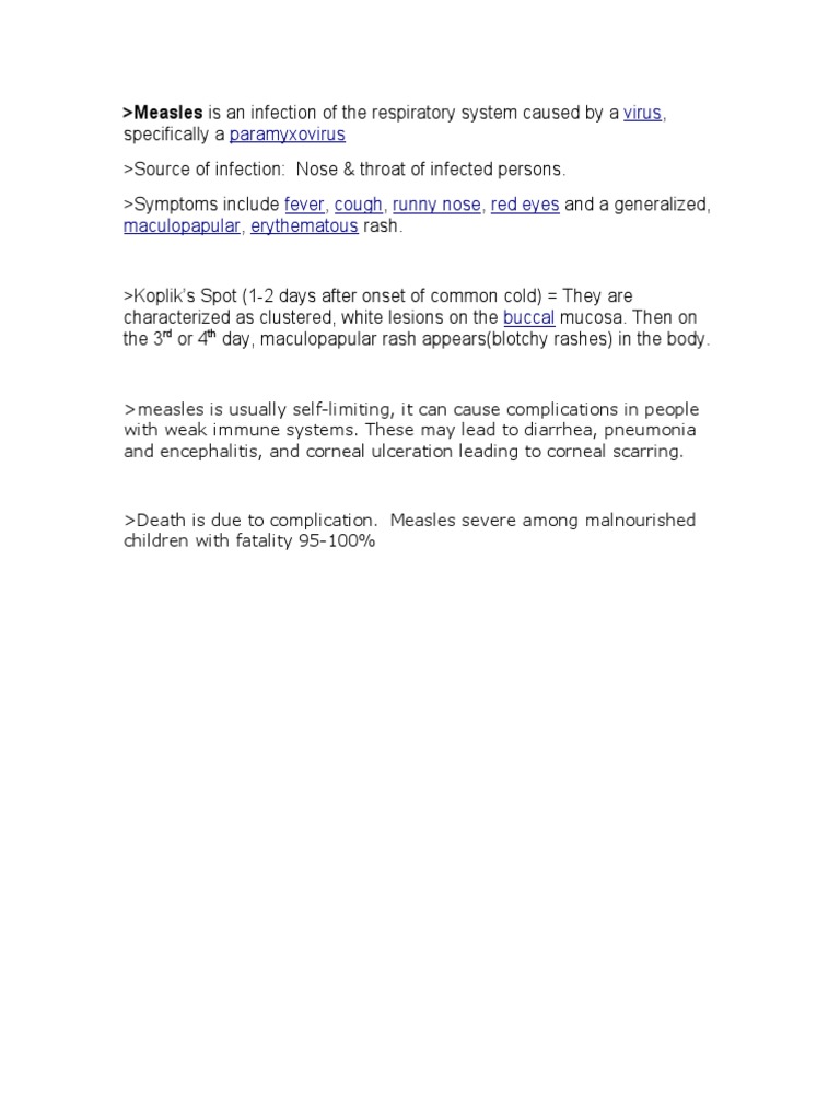 Measles: Symptoms, Complications, and Risks | PDF | Travel | Wellness