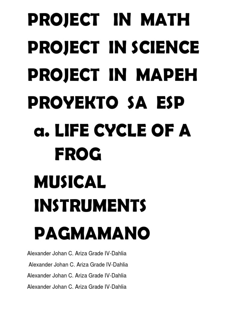 Grade IV Project Overview: Subjects & Topics | PDF | Young Adult