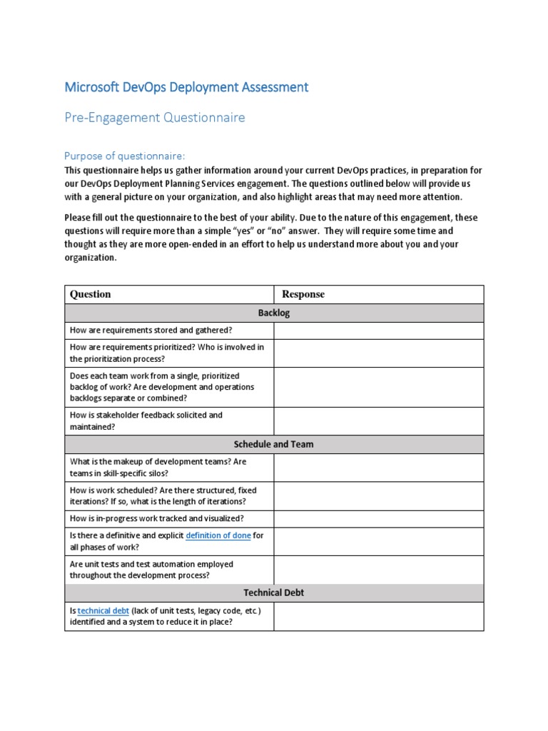 Visual Studio DevOps Deployment Assessment - Pre-Engagement ...