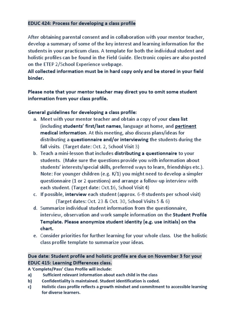 Class Profile Info Template 201758493 | PDF | Mentorship | Learning