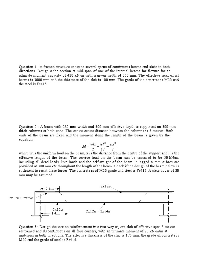 Numericals On RCC DESIGN | PDF | Beam (Structure) | Column