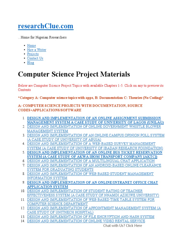 Computer Science Project Topics and Materials in Nigeria | PDF ...