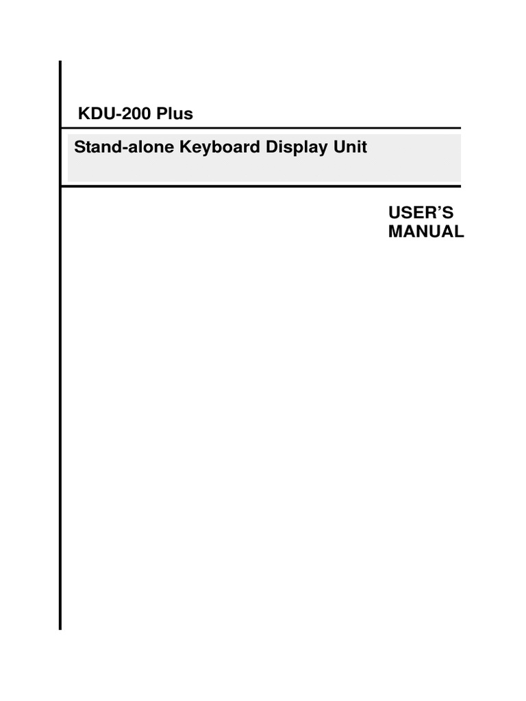 KDU-200 Plus User | Download Free PDF | Human–Computer Interaction ...
