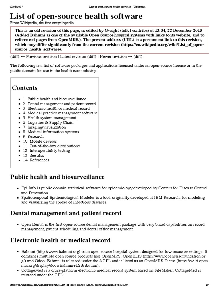 Open-Source Health Software List | PDF | Electronic Health Record ...