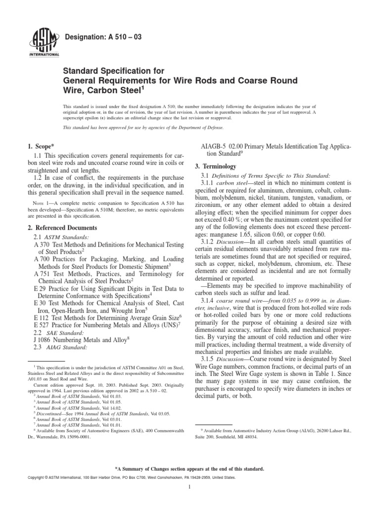 ASTM A510 03-Astm-Standardspecivication-1 PDF | PDF | Rolling ...