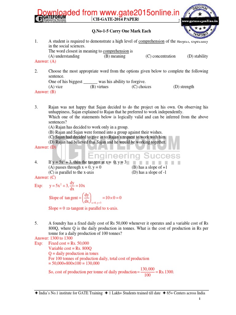 GATE Solved Problems (2014) | PDF | Triangle | Viscosity GATE Solved Problems (2014) | PDF | Triangle | Viscosity