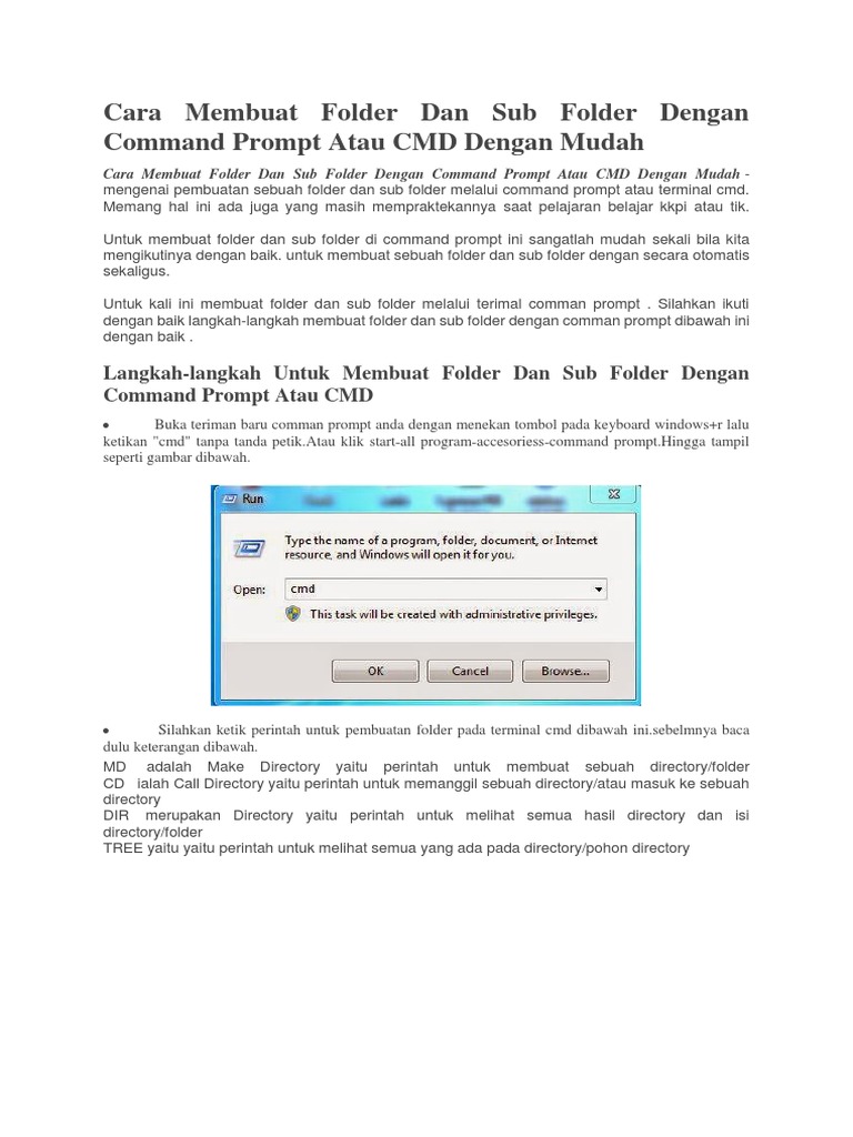 Cara Membuat Folder Dan Sub Folder Di CMD | PDF