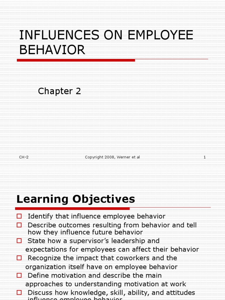 CH 2 Influence On Employee Behaviour | PDF | Motivation | Motivational
