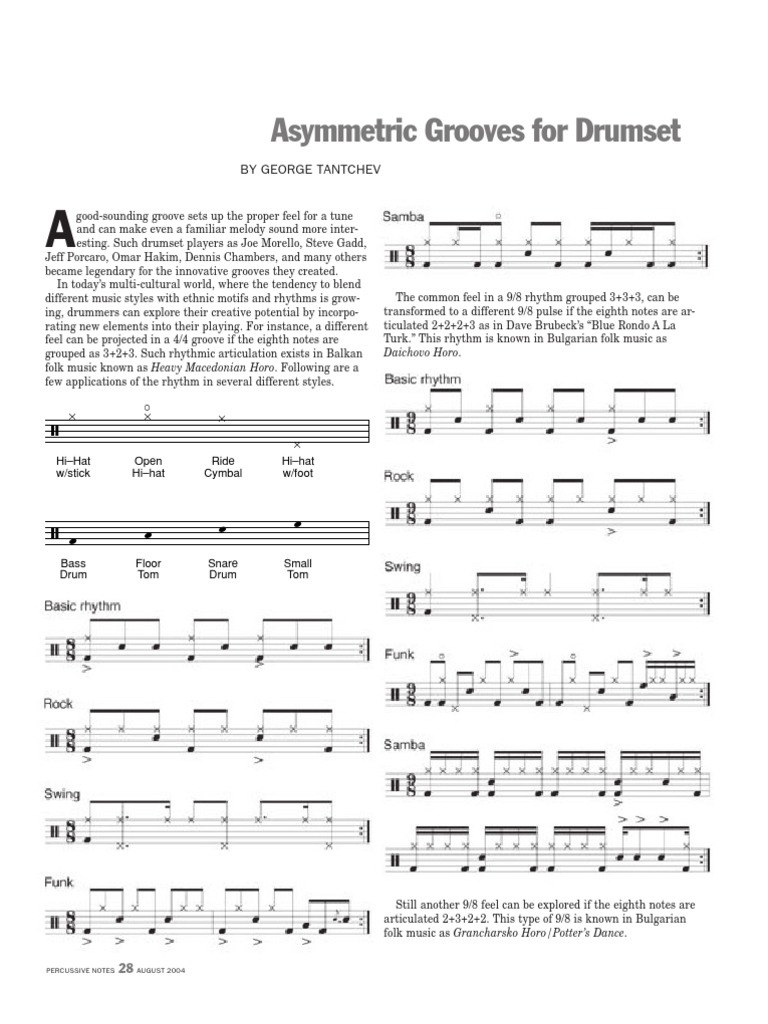 Asymmetric Grooves For Drumset (Part 2) | PDF | Rhythm And Meter ...