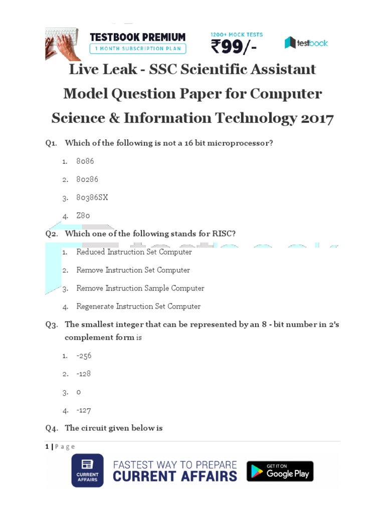 SSC Scientific Assistant Model Paper | PDF | Http Cookie | Computer Network