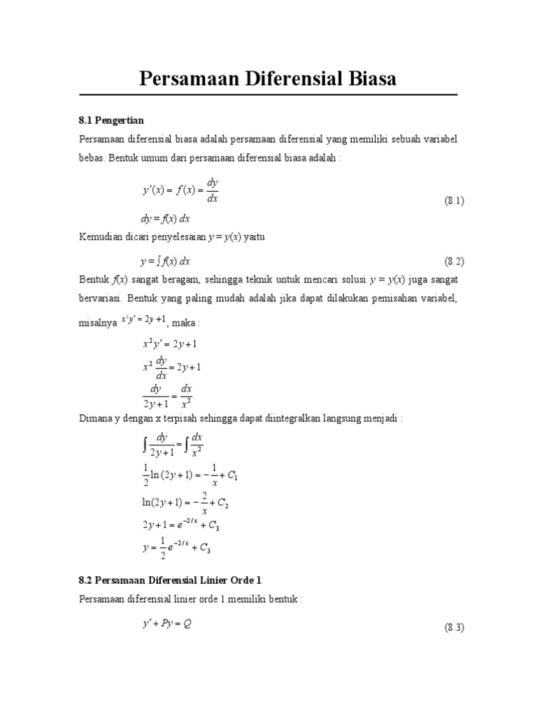 Persamaan Diferensial Biasa | PDF
