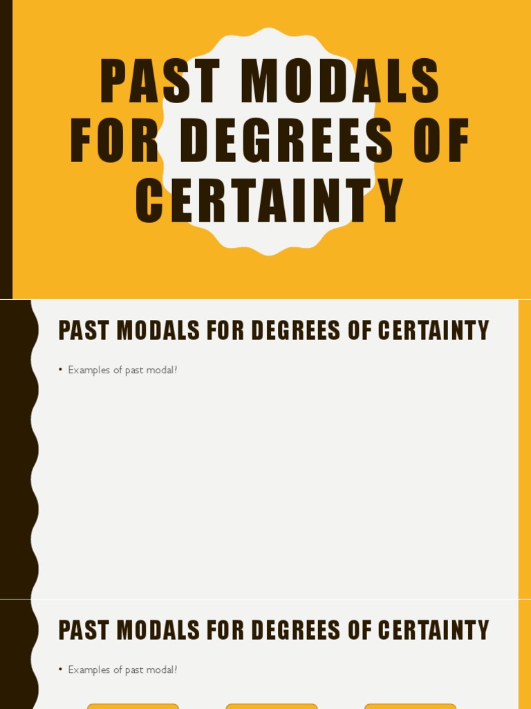 Past Modals For Degrees of Certainty | PDF