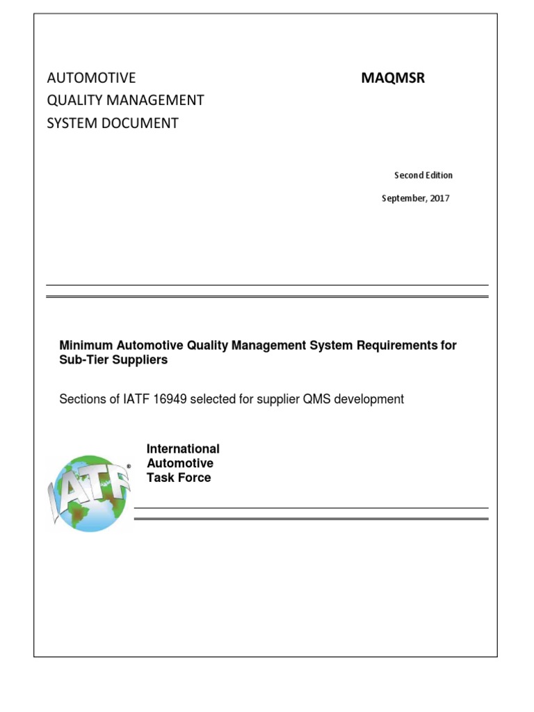 Minimum Automotive Quality Management System Requirements For Sub Tier ...