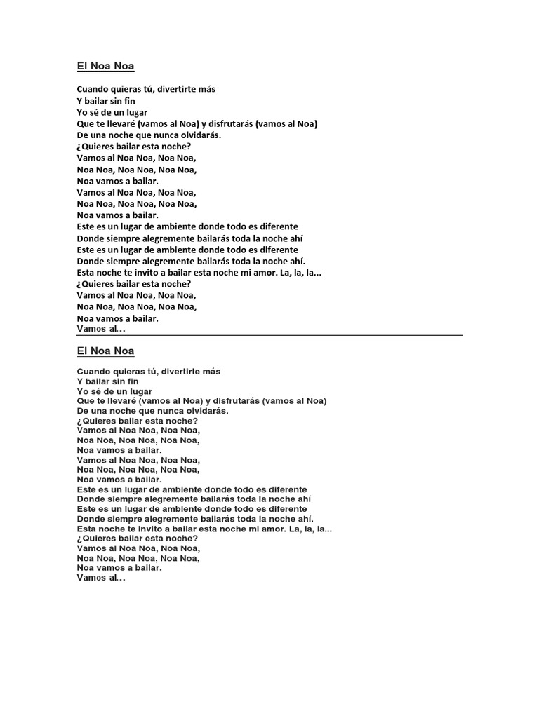 Letra Noa Noa | PDF