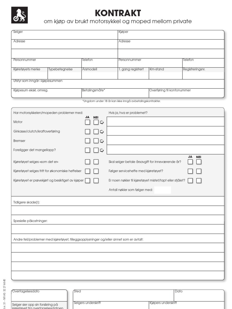 Kjøpekontrakt For MC | PDF