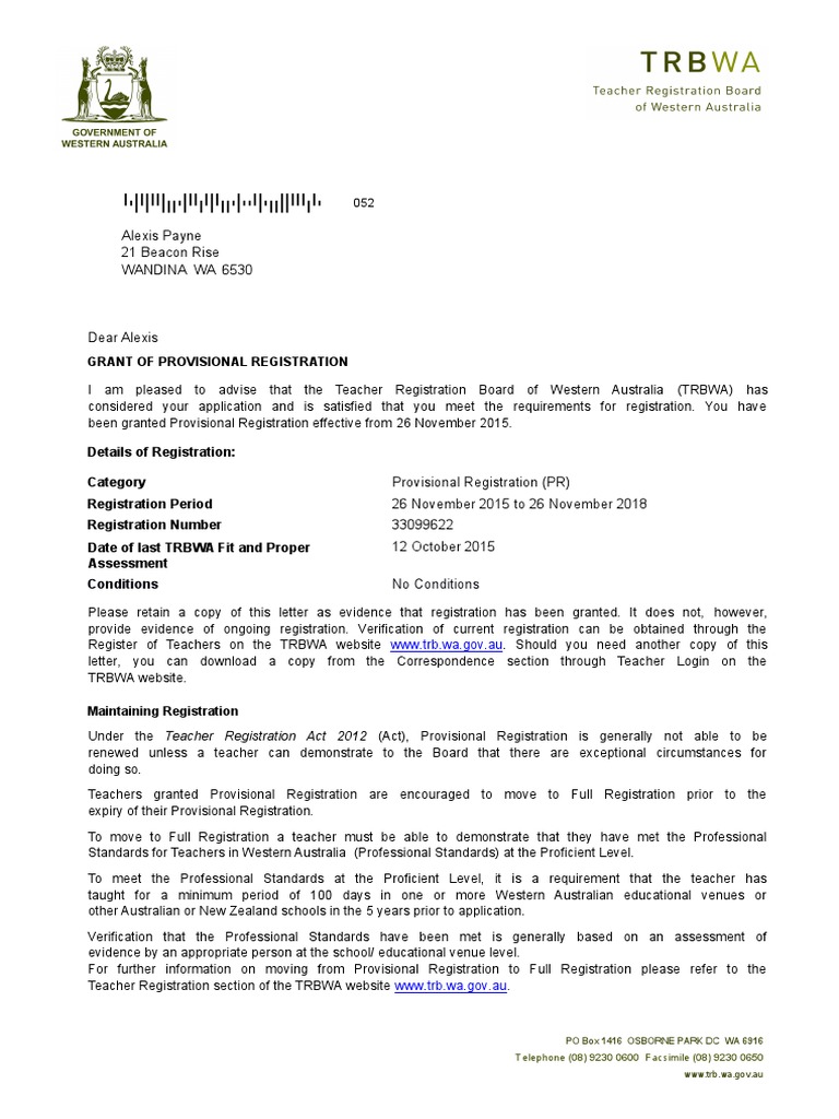 Registration Letter | Download Free PDF | Criminal Record | Virtue