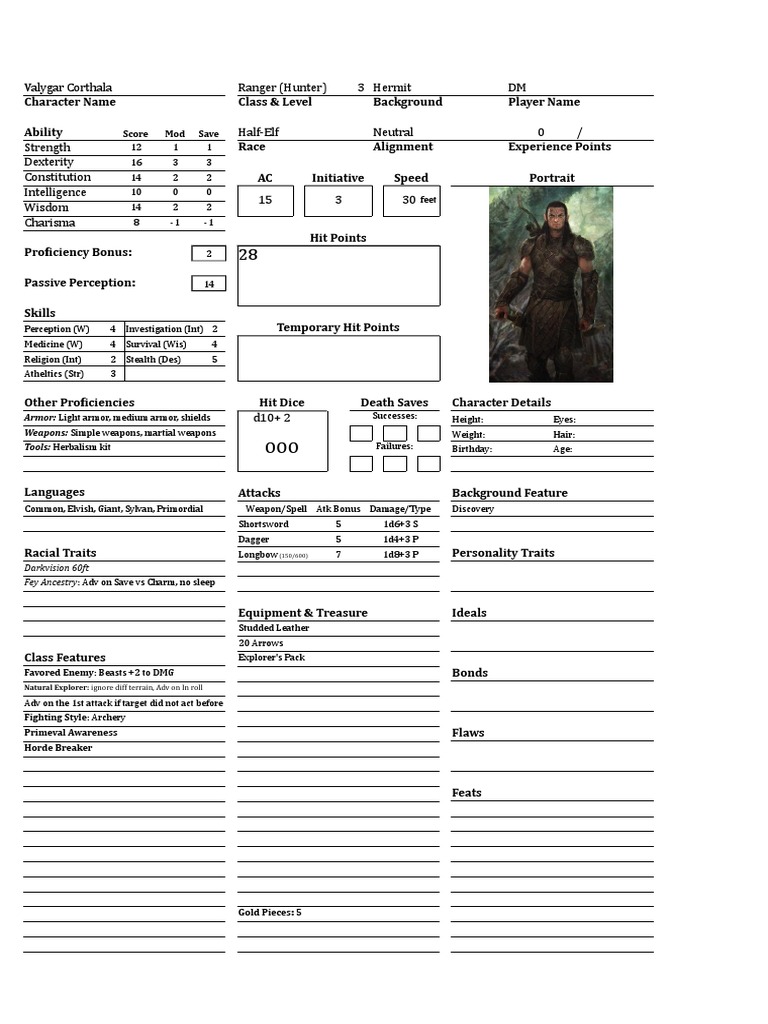Half Elf Ranger 3liv | Fantasy Role Playing Games | Tabletop Games