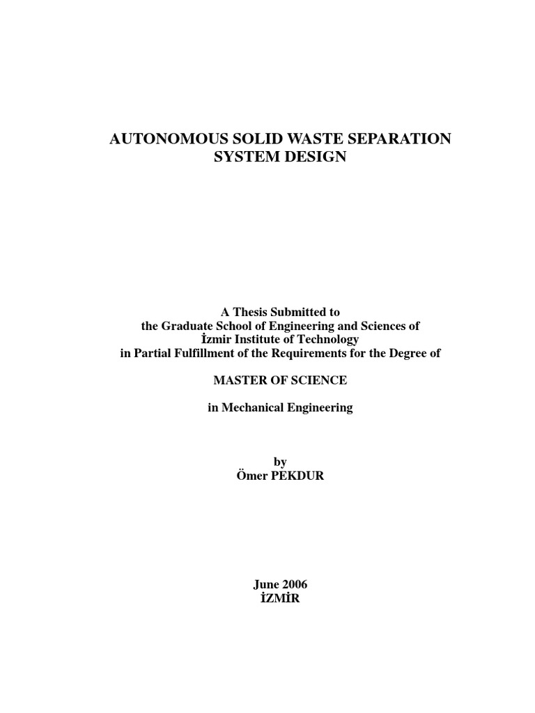 MT Autonomous Solid Waste Separation System Design | PDF | Municipal ...