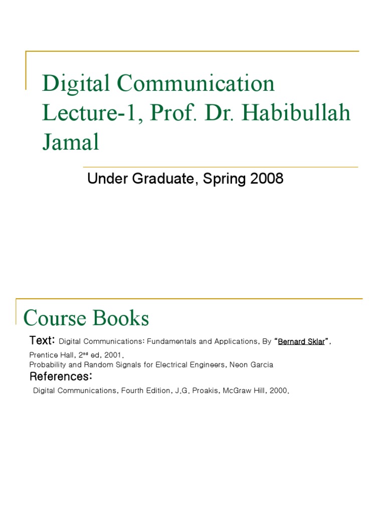 Notes Digital Communication Lecture 1 Pdf Data Transmission