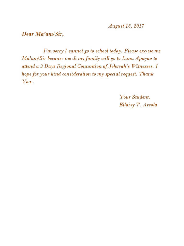 Student Absence for Religious Convention | PDF