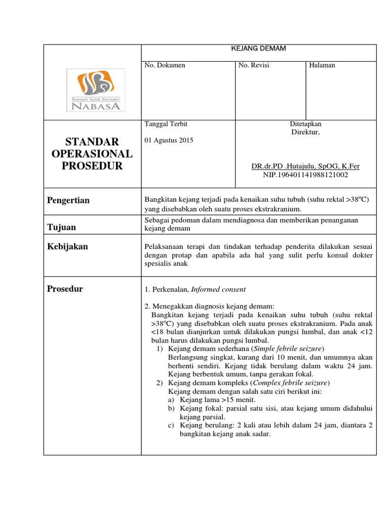 Protap Penanganan Kejang Demam Anak | PDF