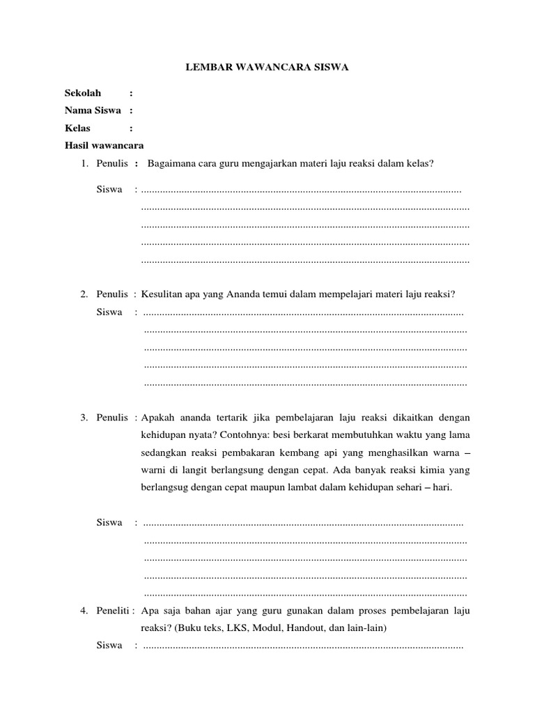 Lembar Wawancara Siswa | PDF