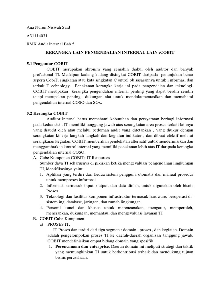 RMK Audit Internal Bab 5 | PDF | Bisnis
