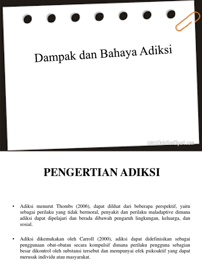Dampak Dan Bahaya Adiksi | PDF