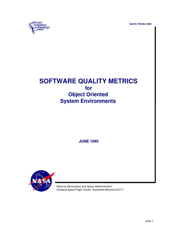 Nasa Software Quality Metrics Thesis Object Oriented Systems Pdf Class Computer Programming
