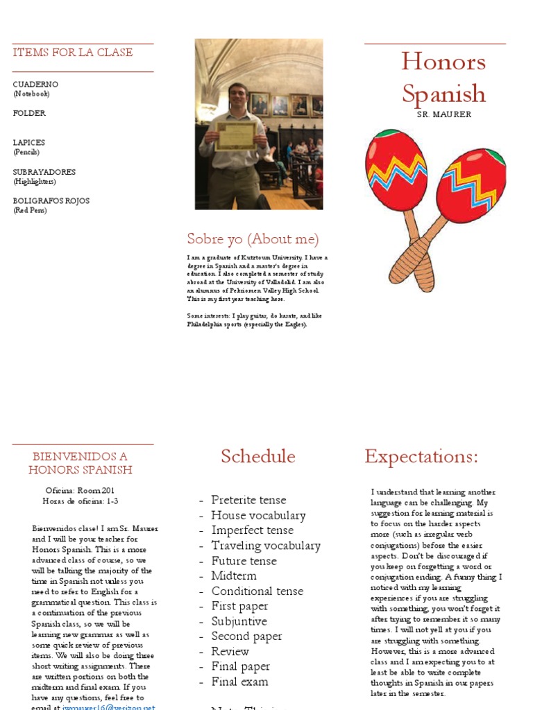 Spanish Brochure | PDF | Grammatical Tense | Rules