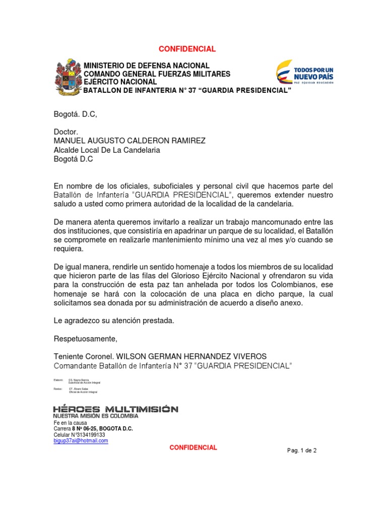 Oficio Monumento Alcaldia Candelaria | PDF | Bogotá | Oficial general