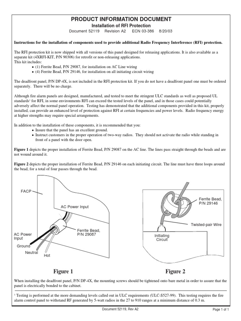 Product Information Document: Installation of RFI Protection | PDF ...