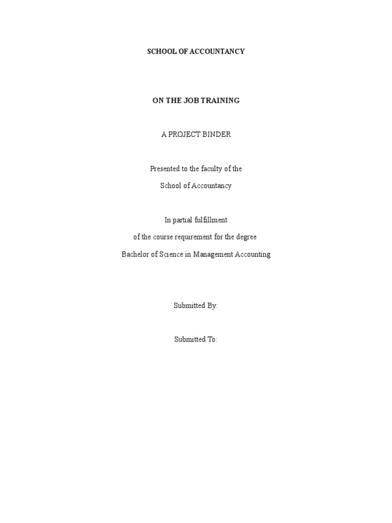 On-the-Job Training Project Binder | PDF