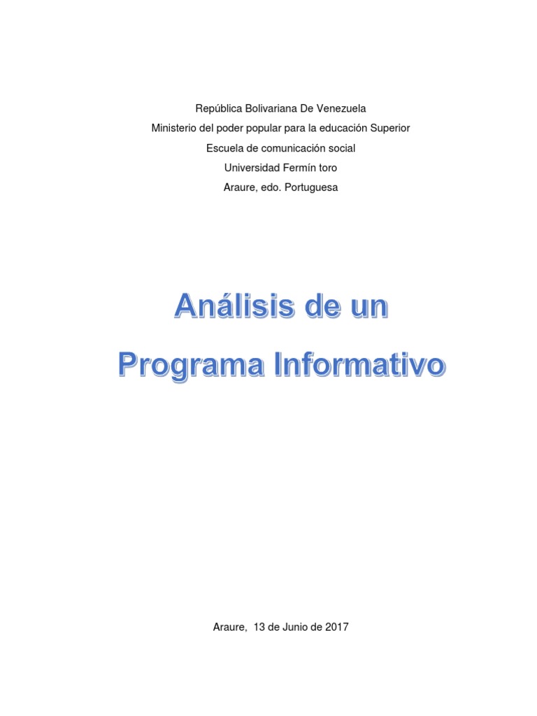 Analisis Programa Informativo | PDF | Hora estelar | Ocio