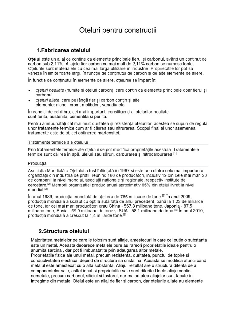 Oteluri Pentru Constructii | PDF