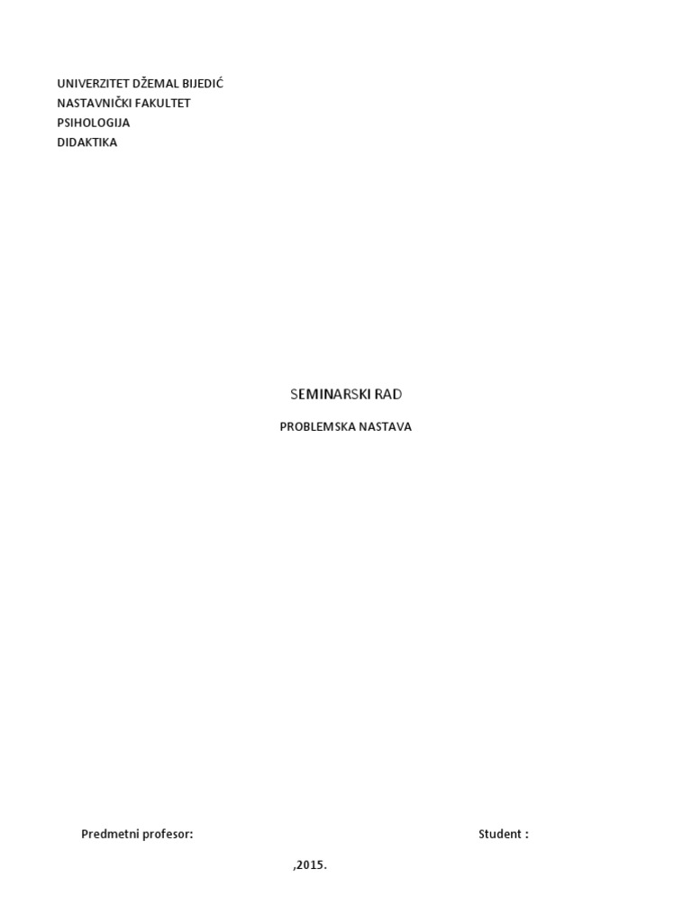 Didaktika/problemska Nastava | PDF