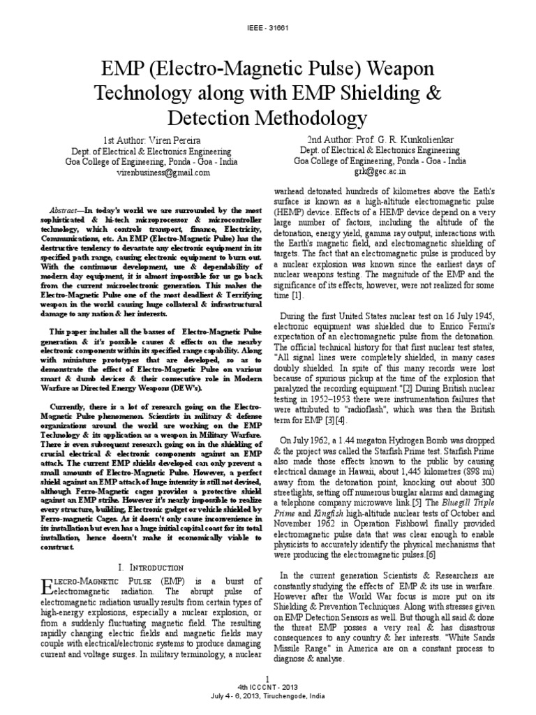 EMP (Electro-Magnetic Pulse) Weapon Technology Along With EMP Shielding ...